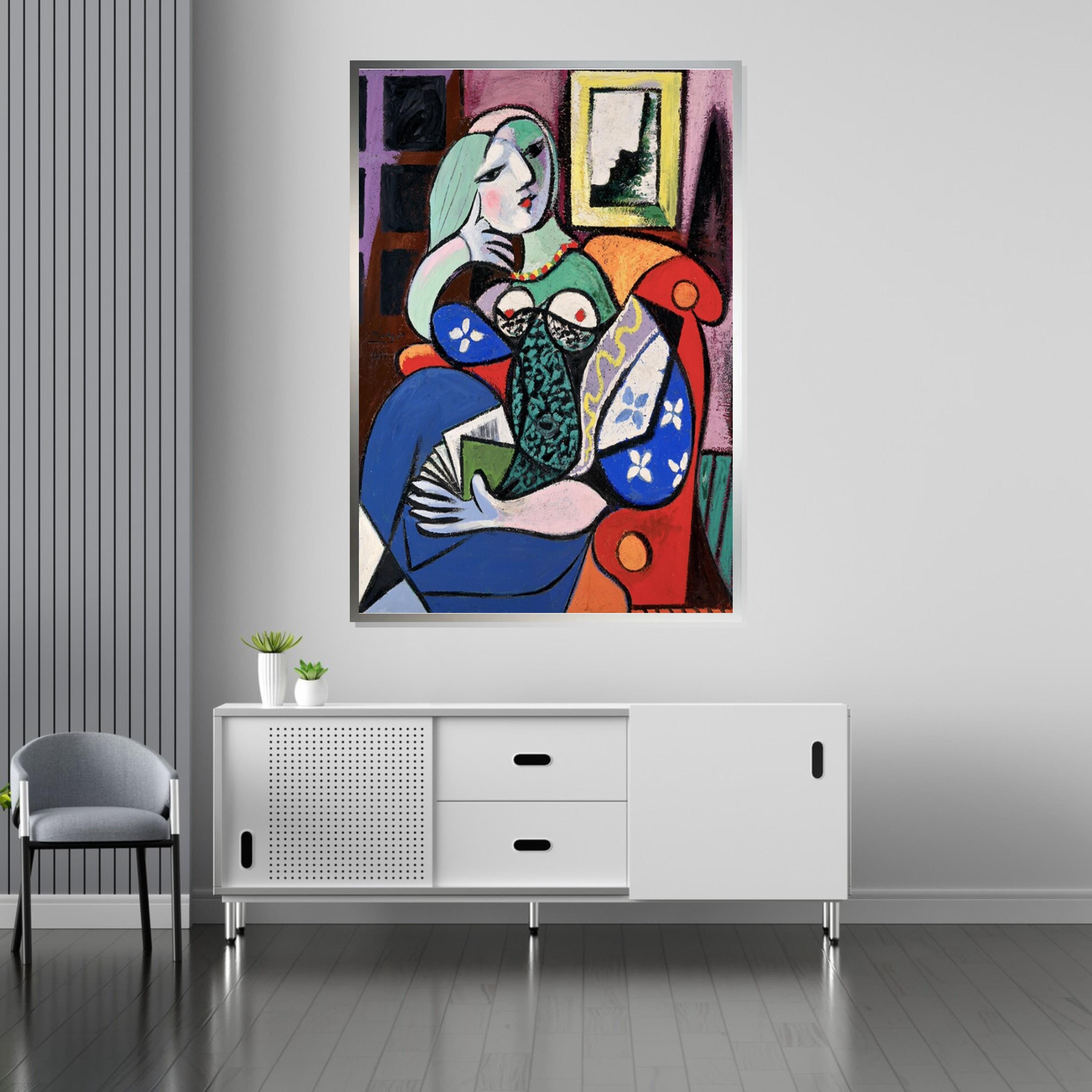 Picasso Inspired Lady Canvas, Cubist Art Wall Decor, Woman With Book ...