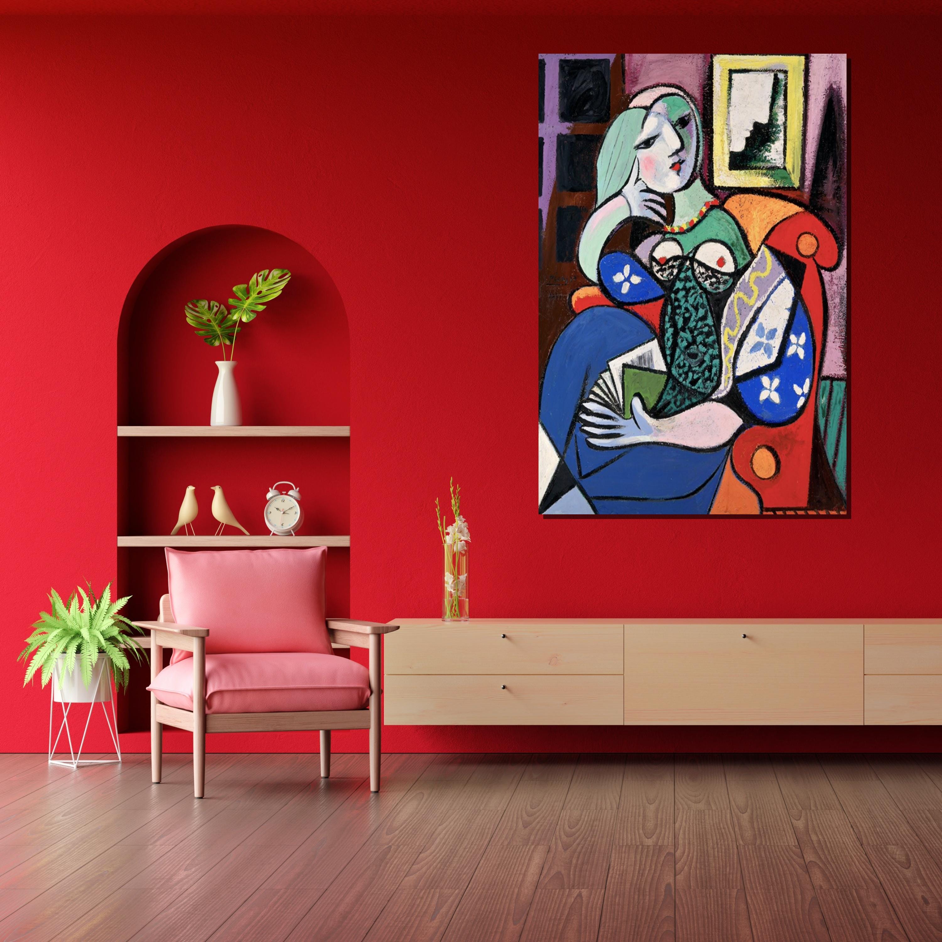 Picasso Inspired Lady Canvas, Cubist Art Wall Decor, Woman With Book ...