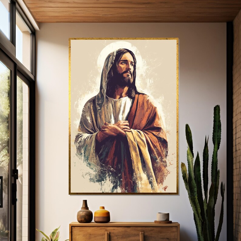 Divine Portrait Canvas, Jesus Wall Art, Sacred Art, Wall Art Canvas ...