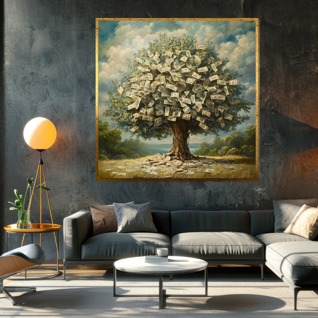Money Tree Canvas, Dollar Bill Art, Surreal Tree Wall Print, Artistic ...