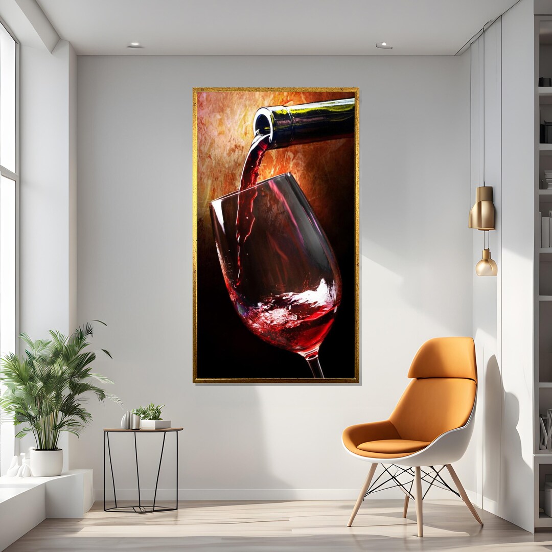 Red Wine Pour Canvas, Wine Glass Art Print, Elegant Wall Art, Wine ...