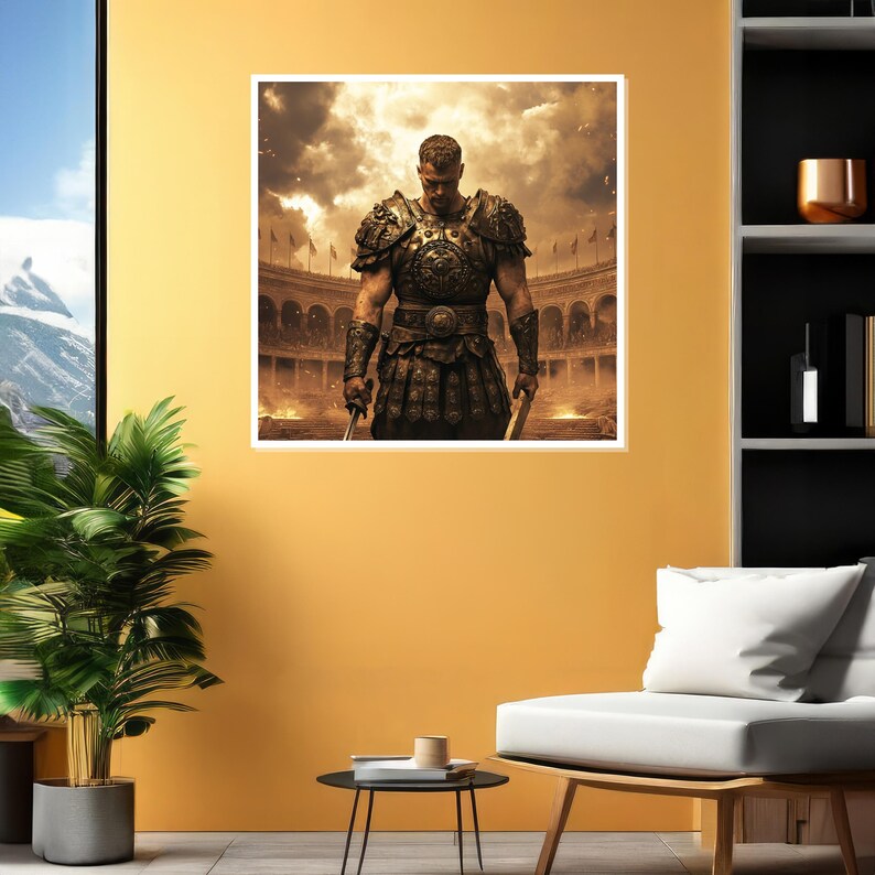 Roman Gladiator Canvas, Warrior Wall Art, Ancient Battle Print ...