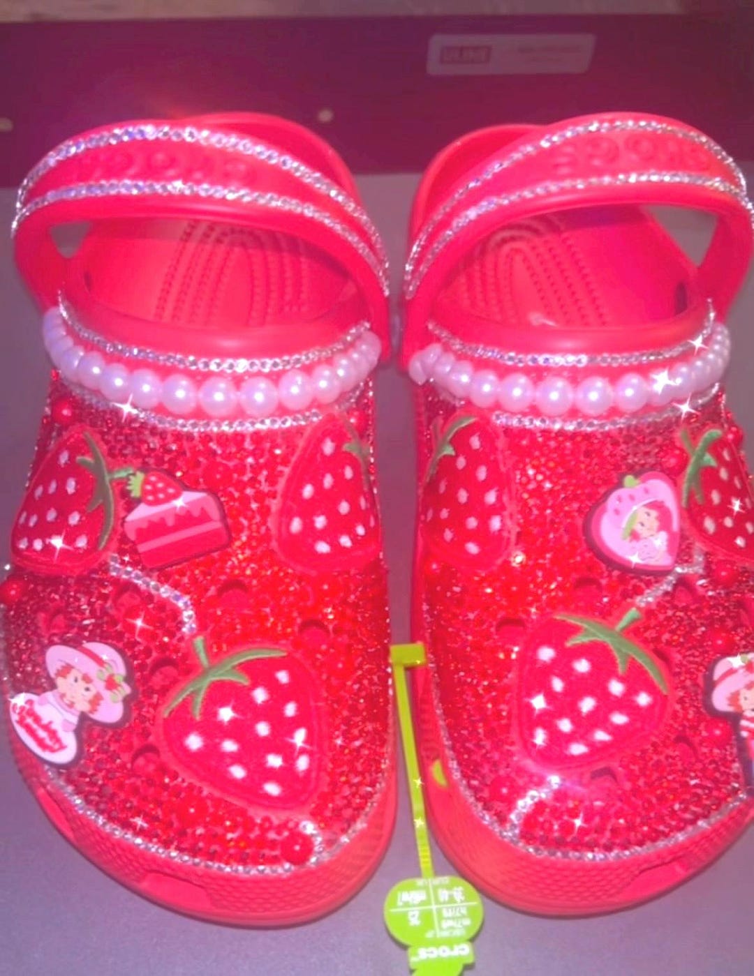 Custom Strawberry Bling Crocs for Girls | Bedazzled Red Crocs With ...