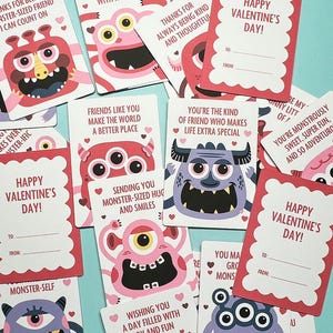 Monster Valentine Cards for Kids, Set of 24 Classroom Exchange Cards - Etsy