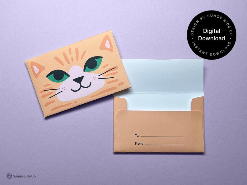 Printable Cat Gift Card Holder, Cute DIY Kitty Envelope Template ...