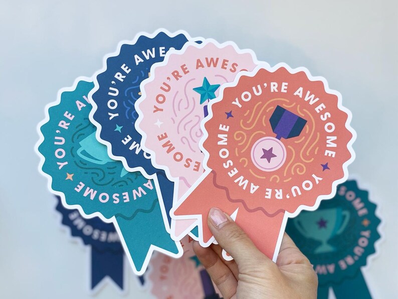 You're Awesome Ribbon Blank Notes (set of 8), Fun Stationery for ...