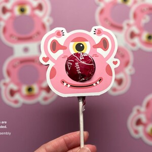 Monster Valentine Lollipop Holders: Set of 5, Pink & Red Candy Wrappers ...