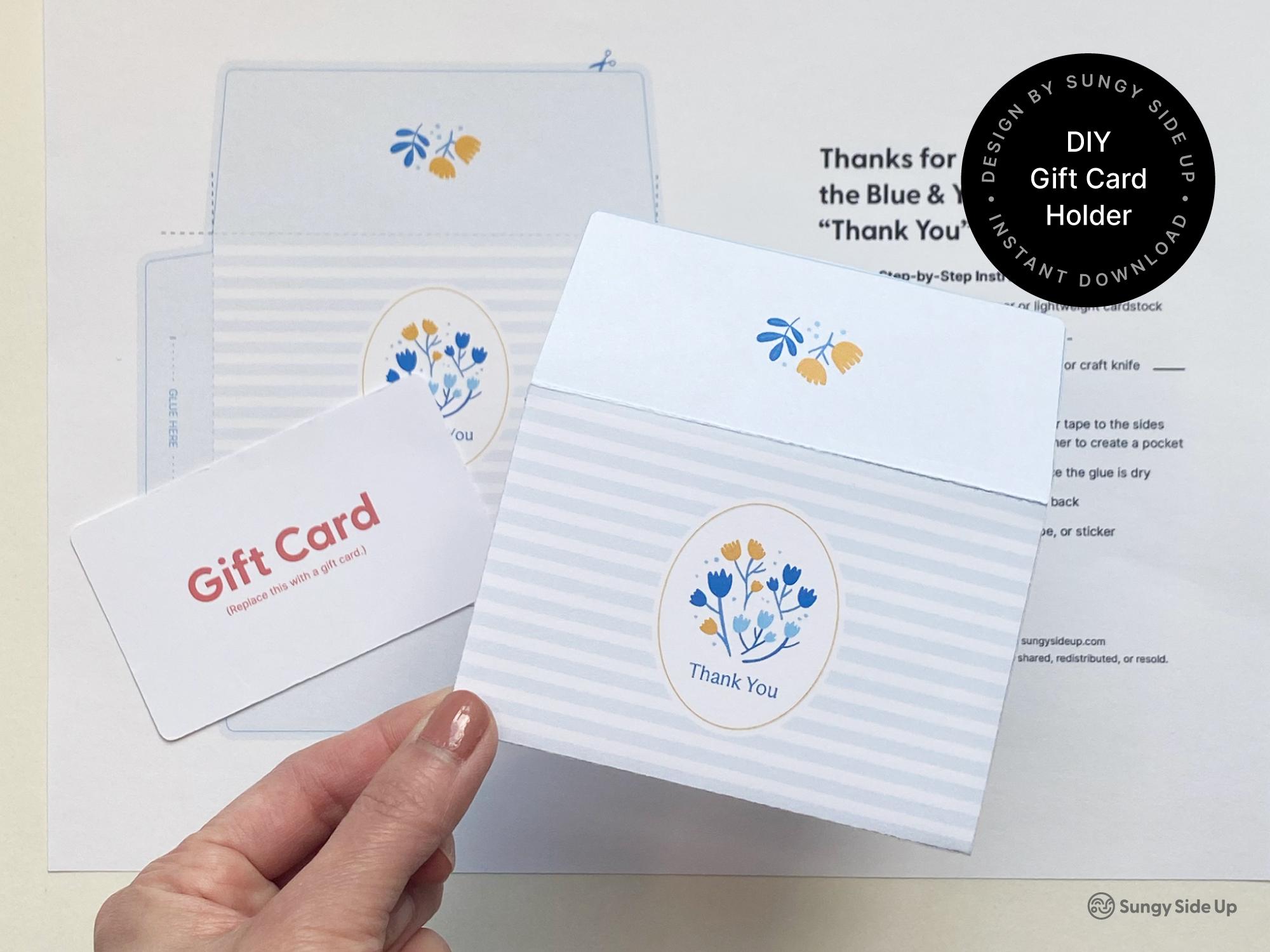 Printable Floral Gift Card Holder, DIY Thank You Envelope Template ...