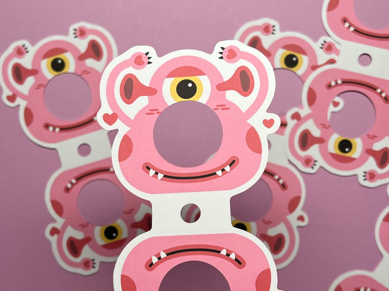 Monster Valentine Lollipop Holders: Set of 5, Pink & Red Candy Wrappers ...