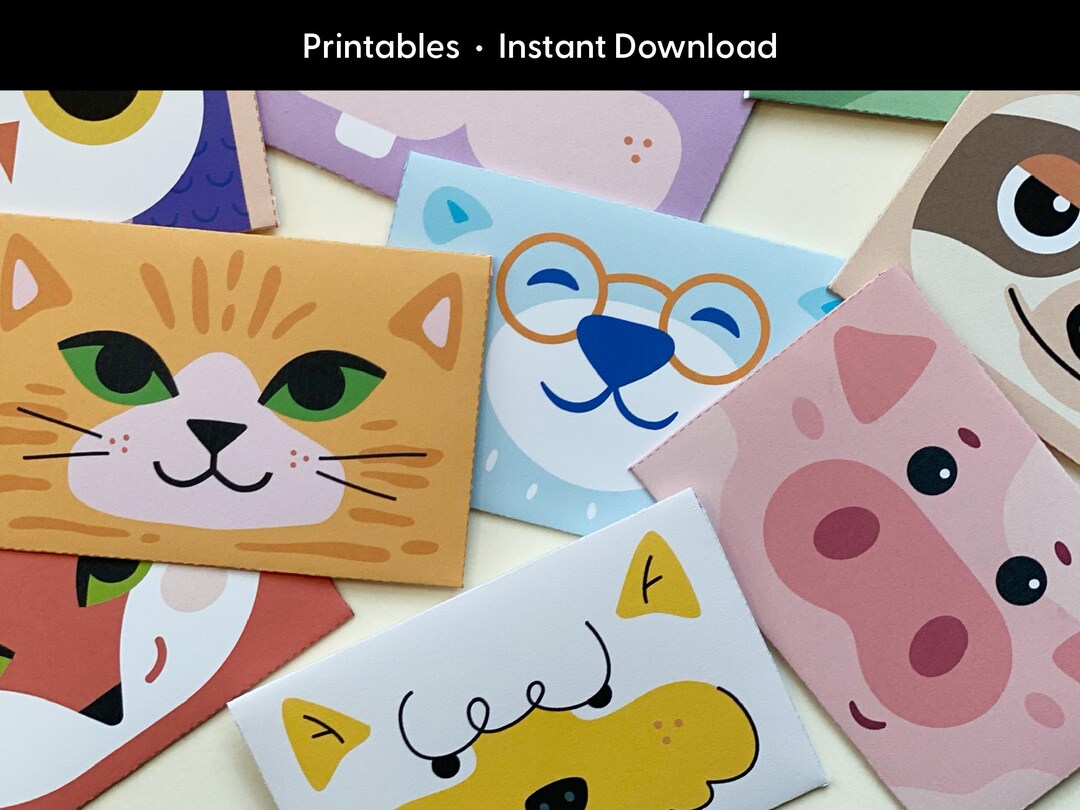 Printable Animal Gift Card Holders Bundle for Birthday Party Favors 12 ...