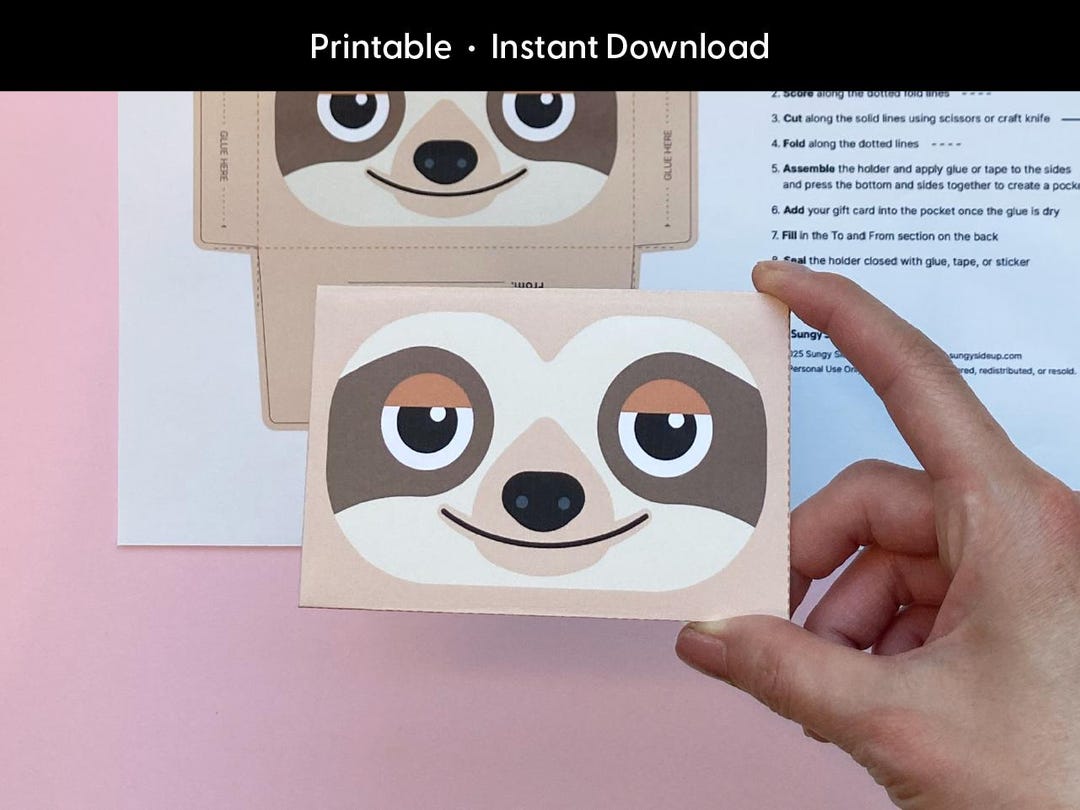 Printable Sloth Gift Card Holder: Funny Slow Clap Card (PDF Download ...