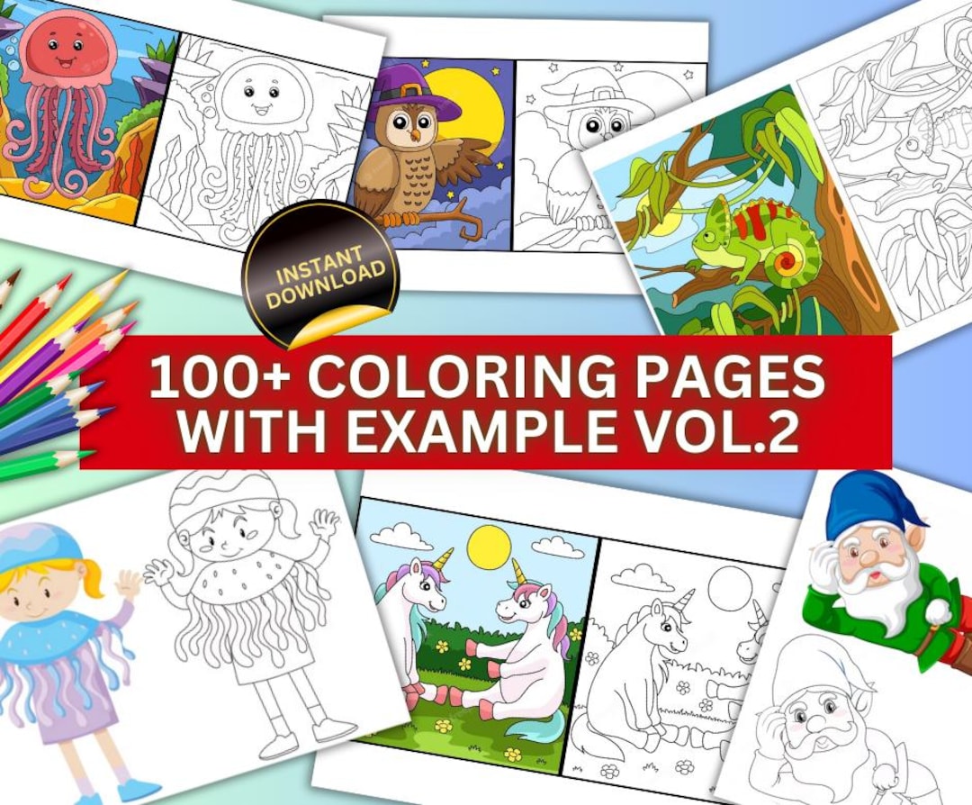 100 Easy Coloring Pages for Kids With Example Coloring Book Cute ...