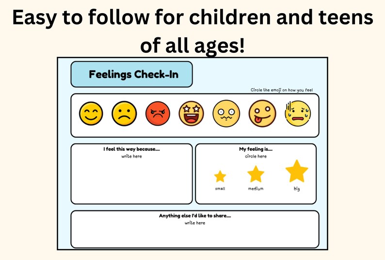 Feelings Check-in Worksheet for Kids, Printable Emotional Regulation via Emojis, Coping Skills ...