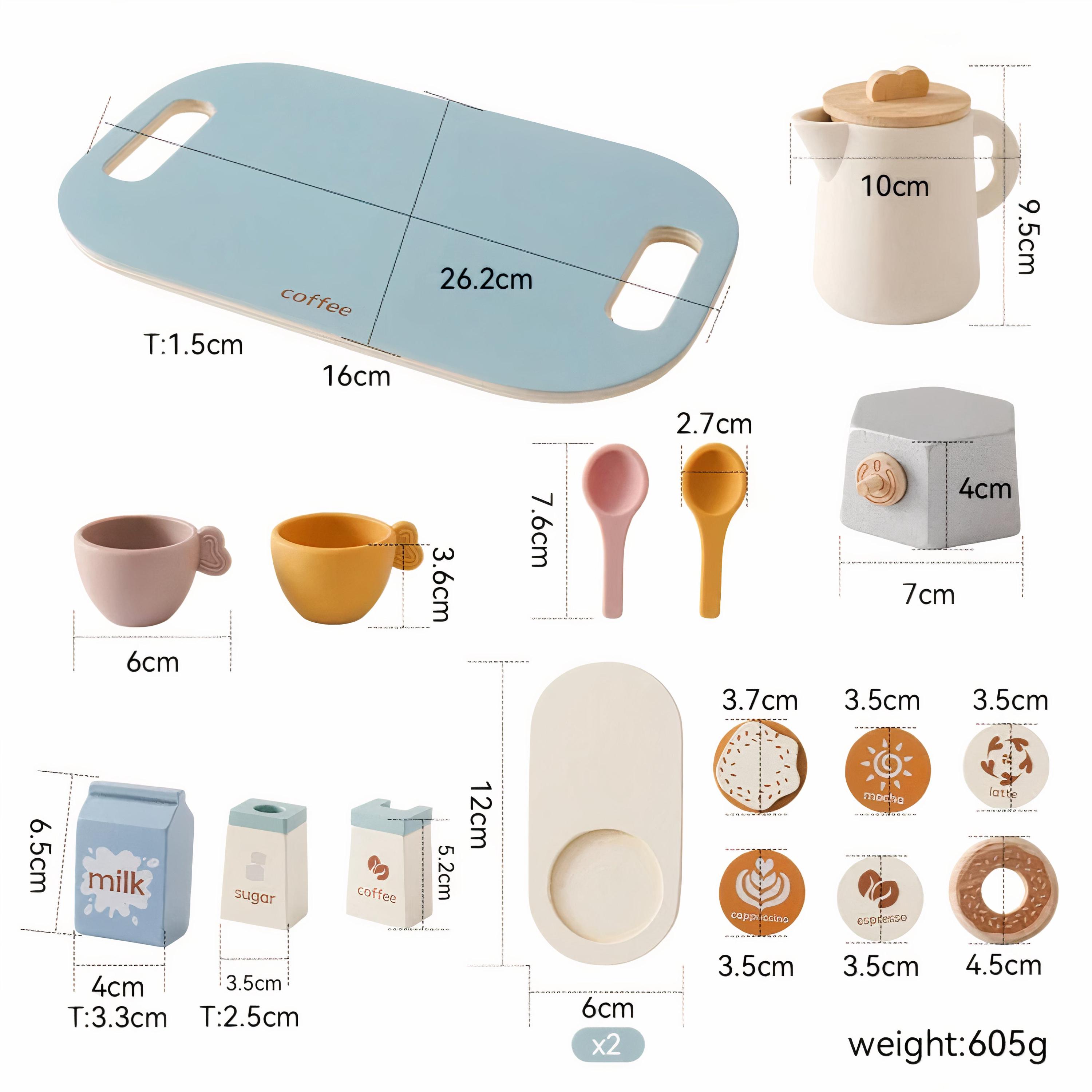 Wooden Afternoon Tea Set Includes Kettle, Mugs, Pastries, Coffee ...