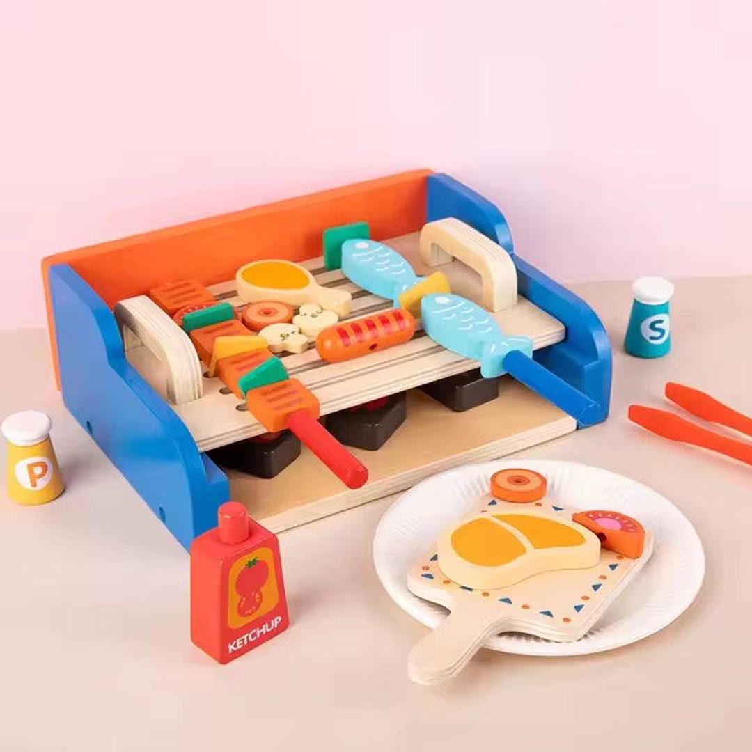 Mini Wooden BBQ Play Set With Grilling Accessories - Etsy