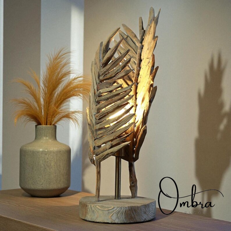 Modern Wood Leaf Lamp Handmade Wooden Leaf Lamp With Wooden Lamp Shade ...