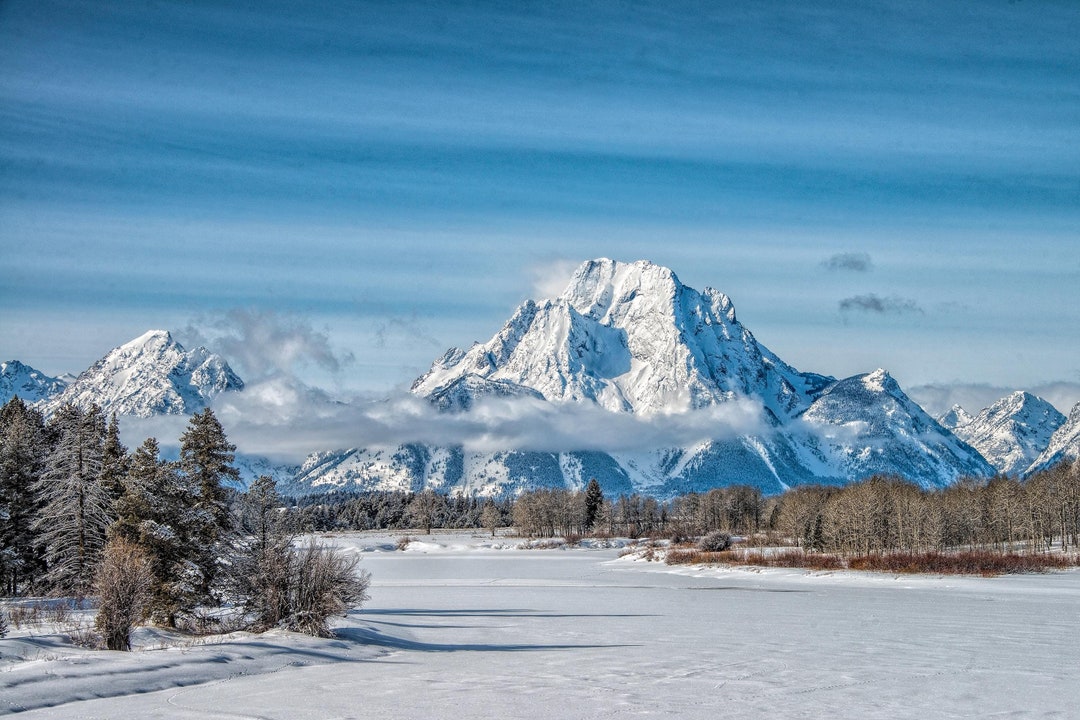 Oxbow Bend With Snow, Oxbow Bend in Grand Teton National Park, Mt ...