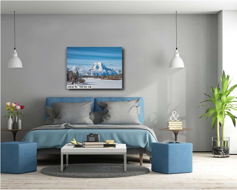 Grand Teton National Park Winter Landscape: Mt. Moran, Snake River - Etsy