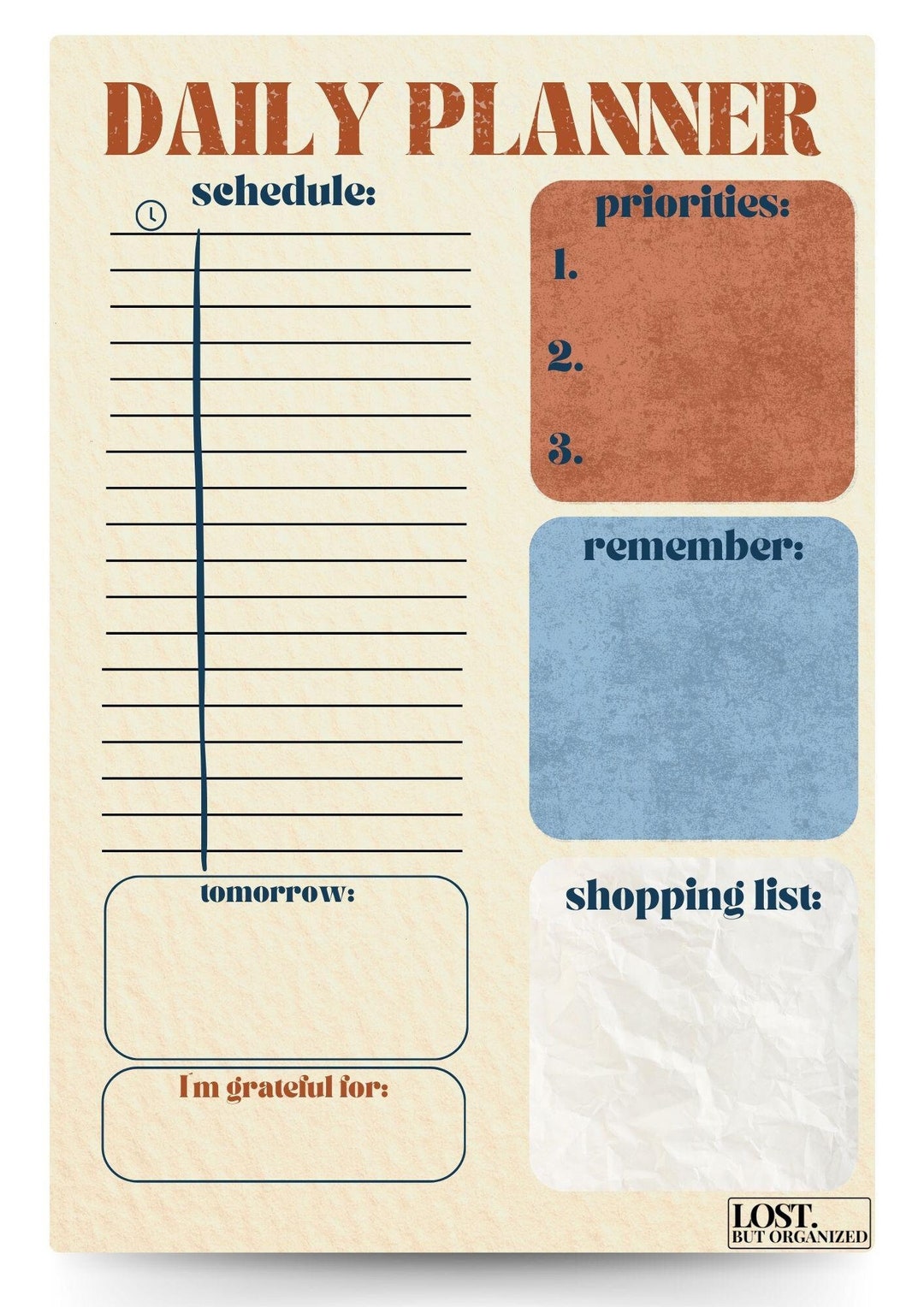 Retro Daily Planner Template - Etsy