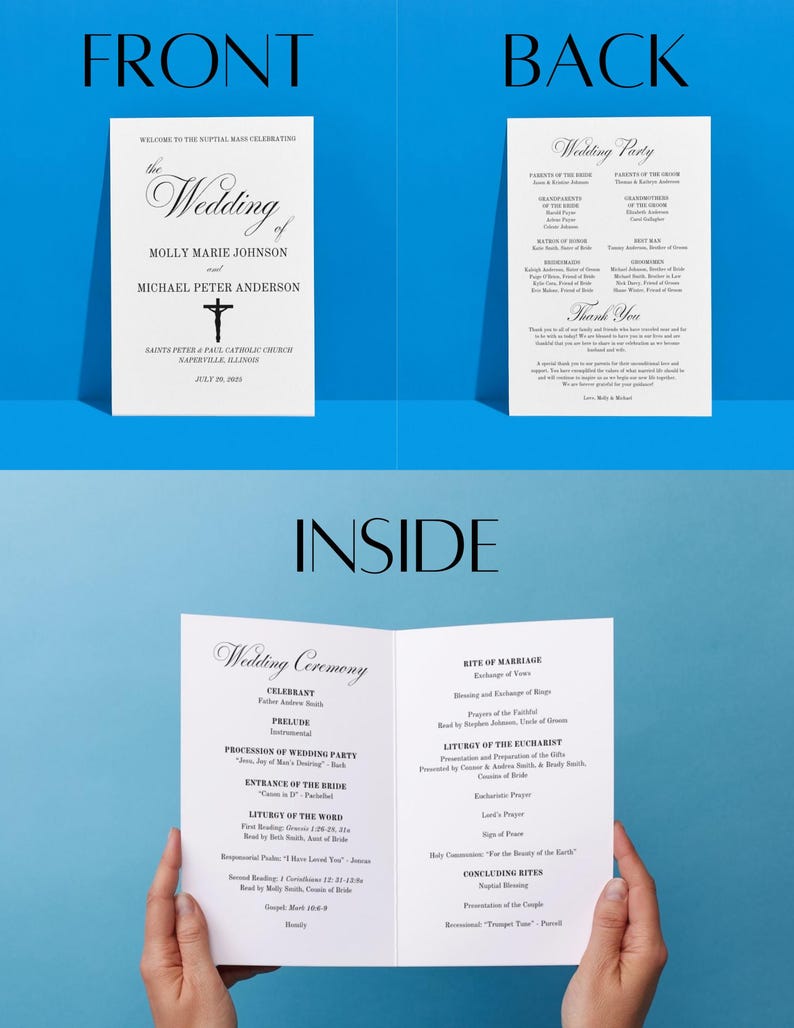 Catholic Wedding Ceremony Program Template Editable Canva - Etsy