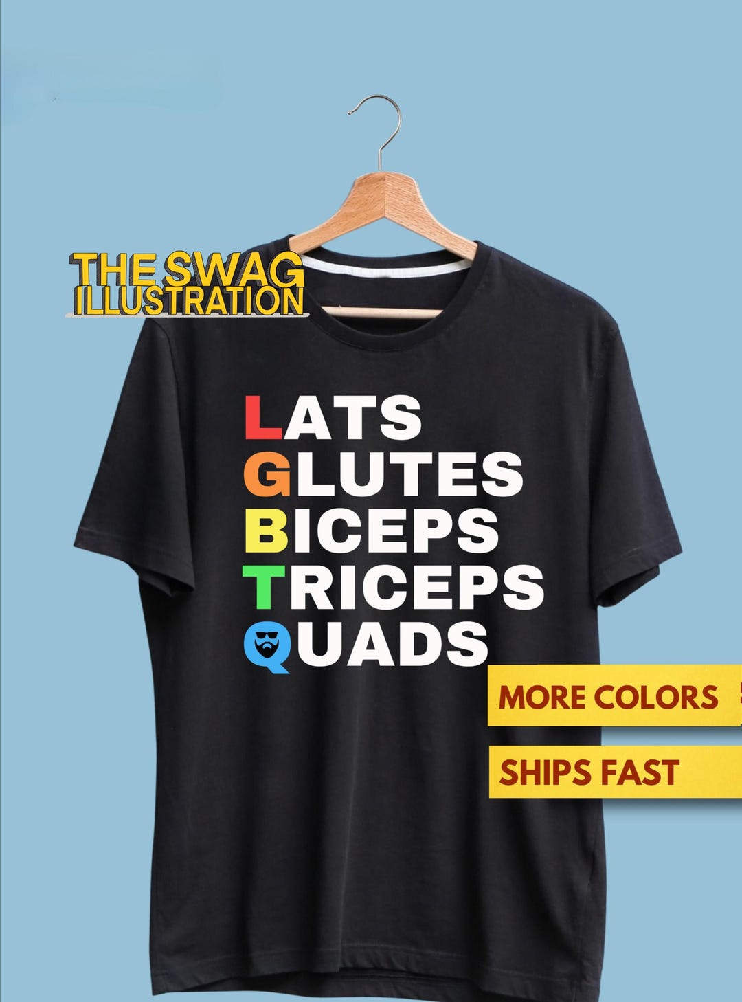Lats Glutes Biceps Triceps Quads LGBTQ T-shirt, Gay Gym Fitness Shirt ...
