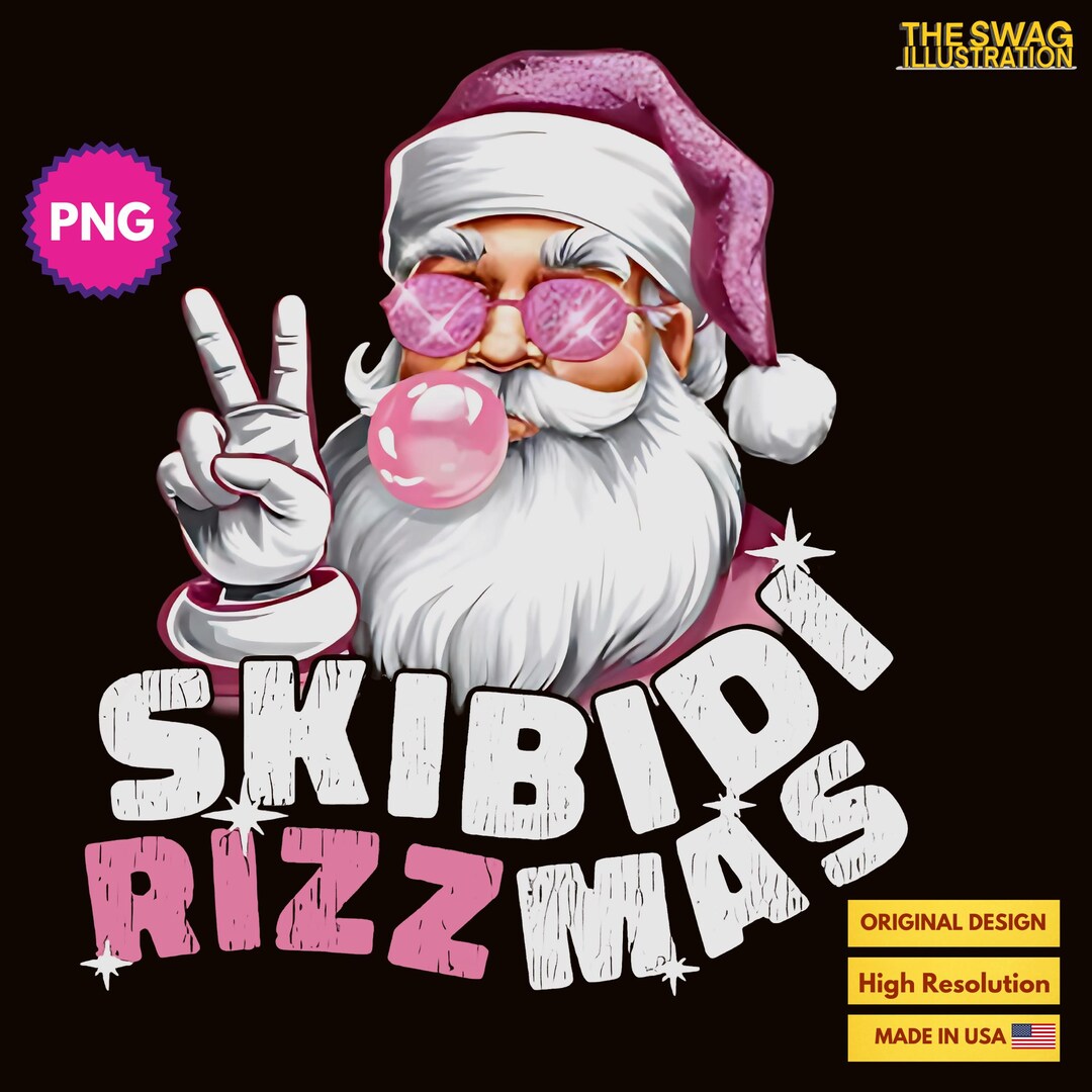 Skibidi Rizzmas Funny Christmas PNG, Merry Rizz Mas Digital File ...