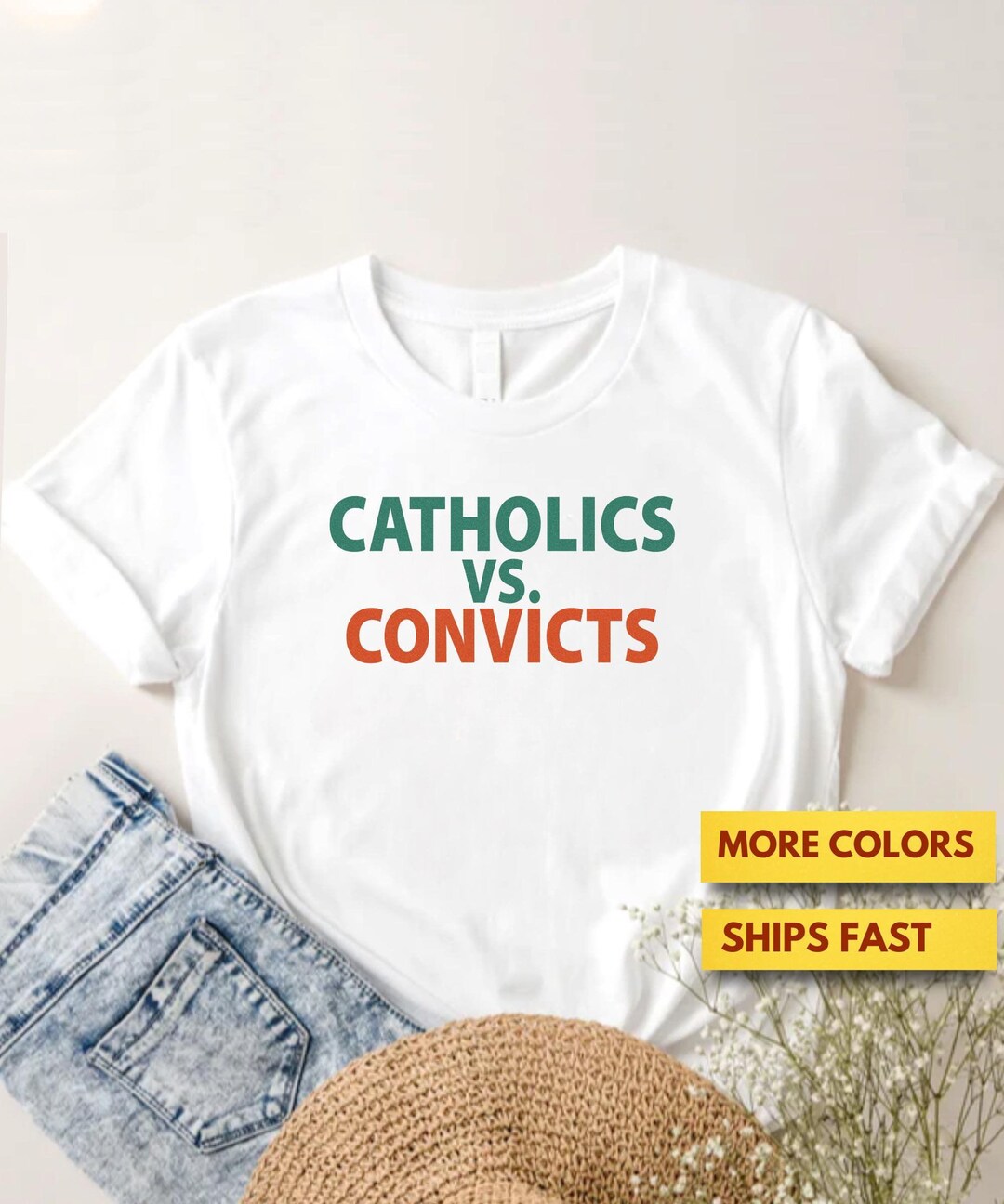 Catholics Vs Convicts Retro 1988 Football Shirt, Premium Ultra Soft Tee ...