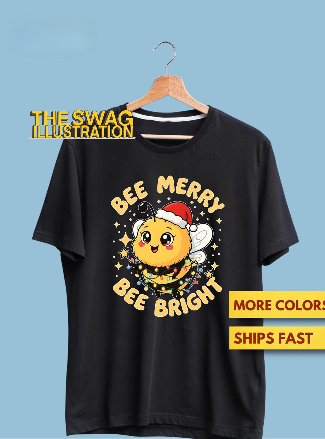 Bee Merry Bee Bright Cute Christmas Bee Lover Shirt, Cute Bee Christmas ...