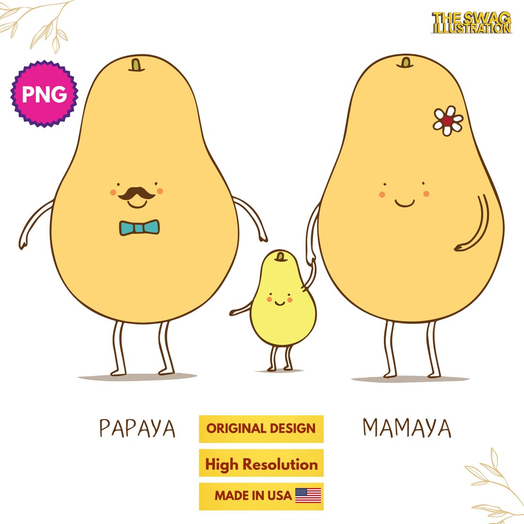 Happy Family Cute Pun PNG, Papaya Pun Digital File, Funny Fruit Pun ...