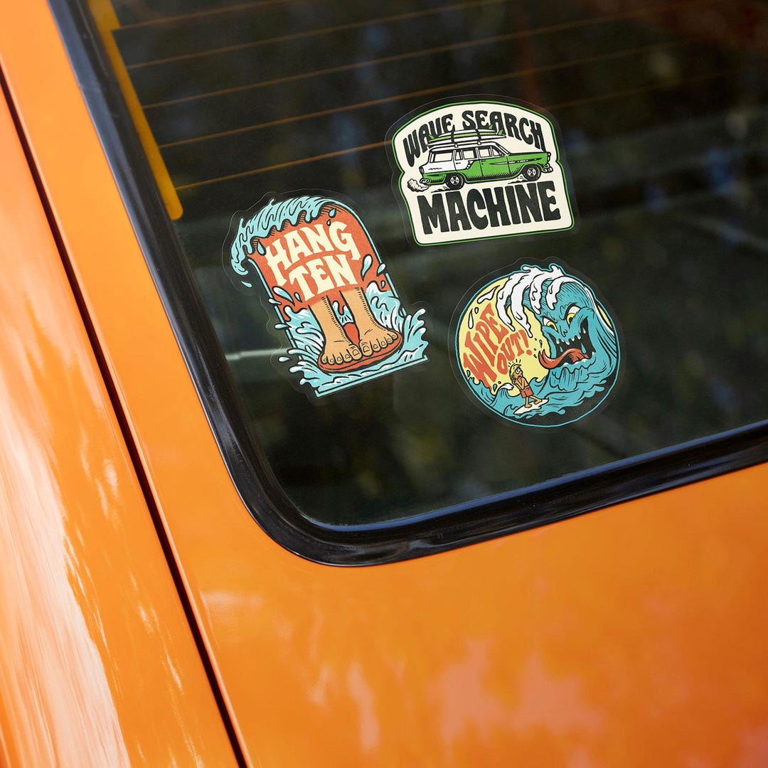 Vintage Surf Sticker Pack – 70s Style Vinyl Decals (set of 3) - Etsy