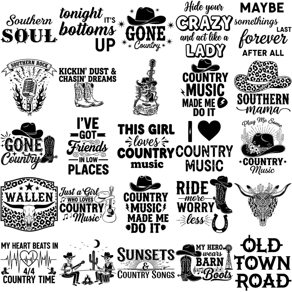 Country Music Svg Bundle, Western Svg Bundle, Country Life Svg, Western ...