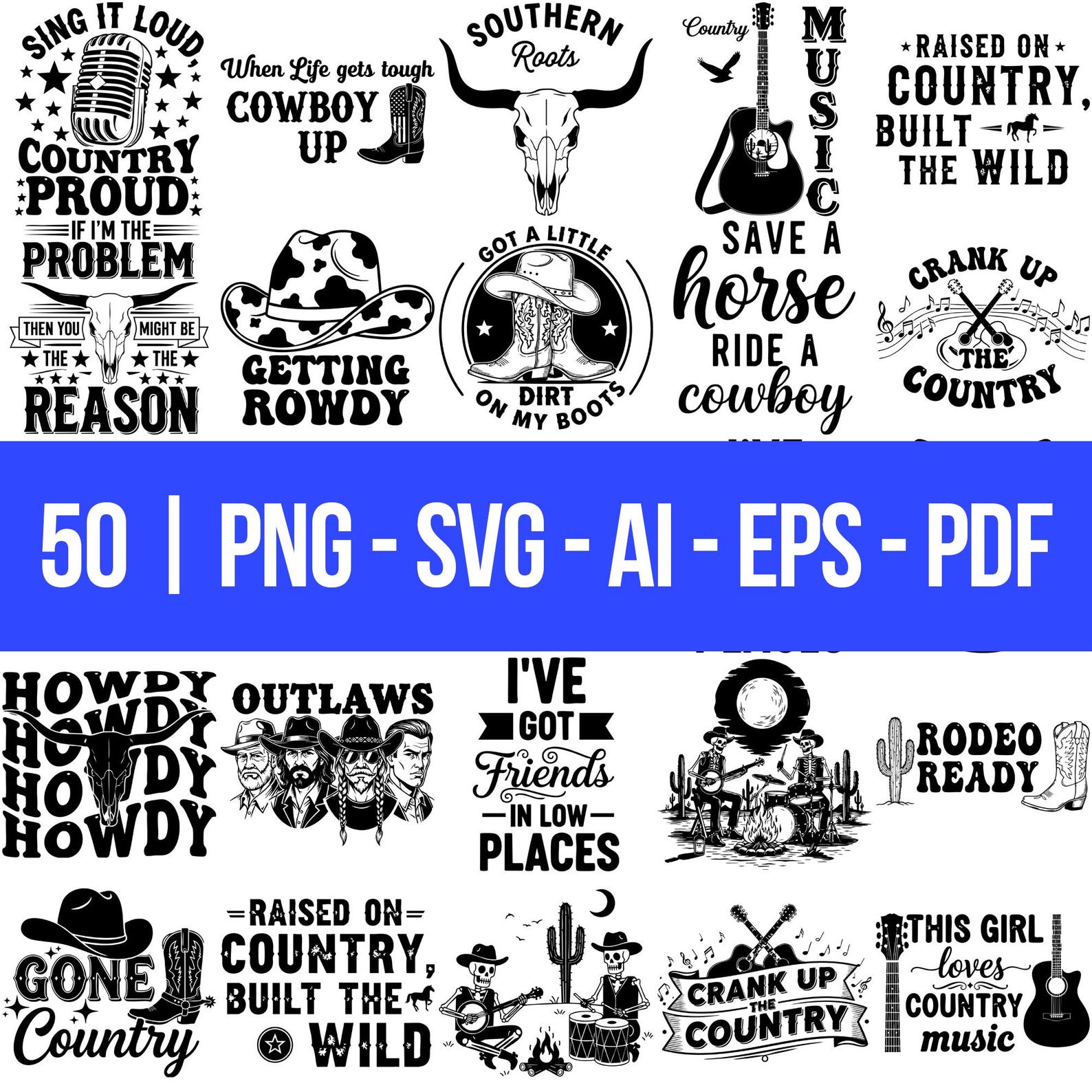 Country Music Svg Bundle, Western Svg Bundle, Country Life Svg, Western ...