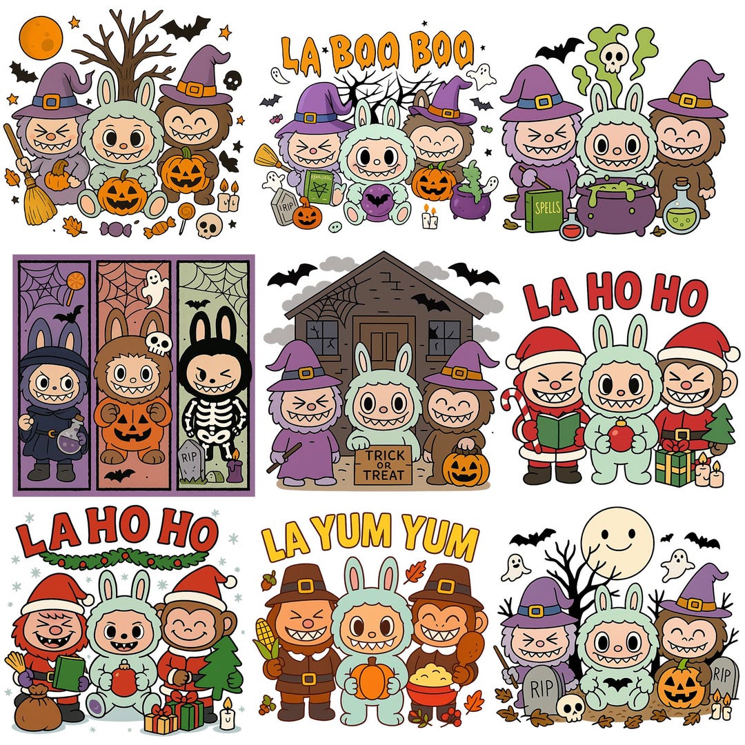 10 imágenes prediseñadas de Halloween retro La Boo Boo, personajes ...