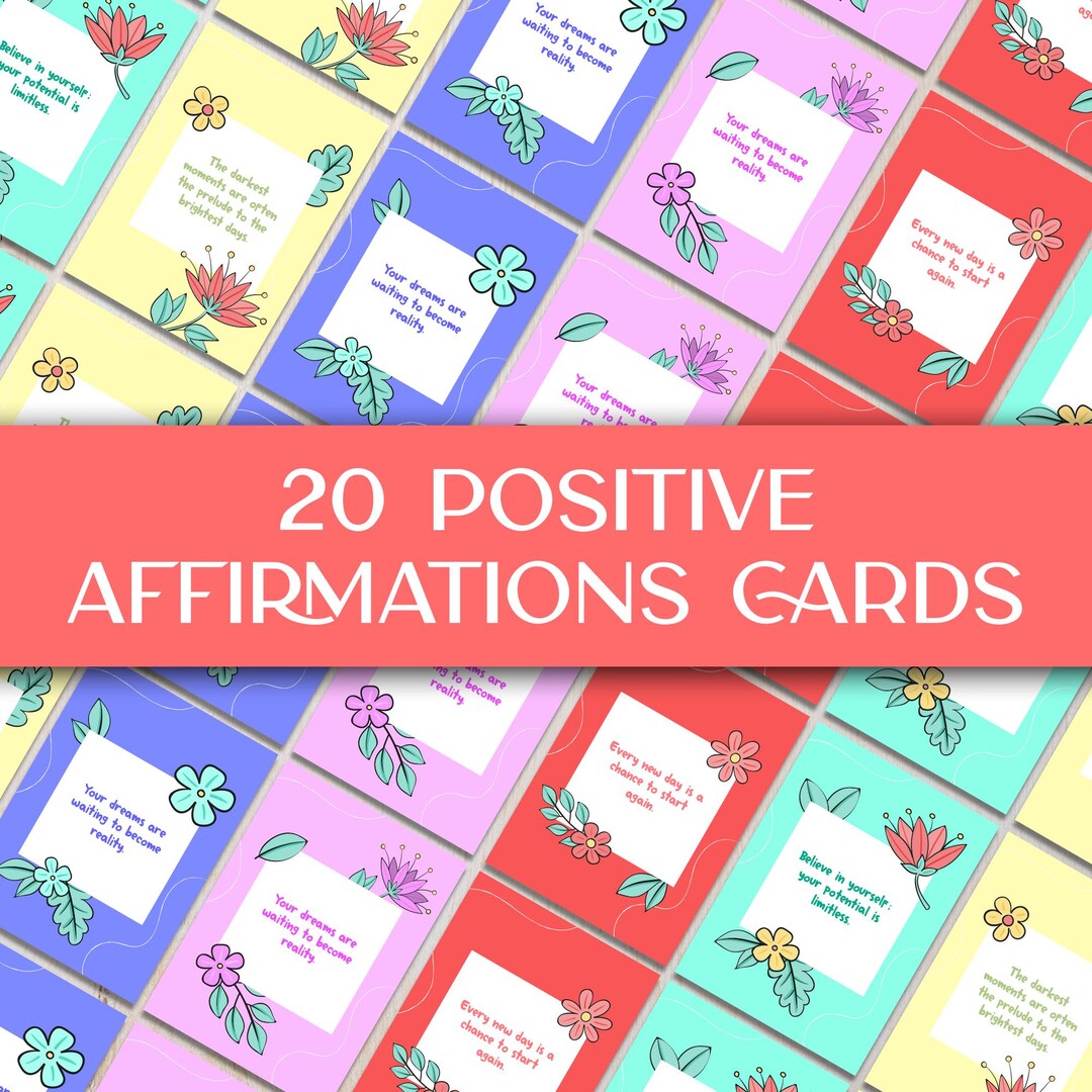 Positive Affirmation Cards Printable, Motivational Cards Set of 20 ...