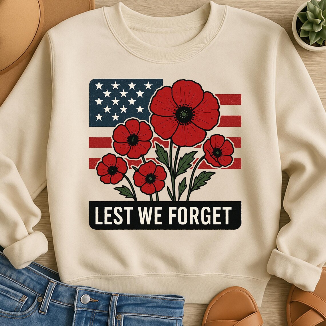 Remembrance Day Poppy PNG, Patriotic USA Flag Clipart (digital Download ...