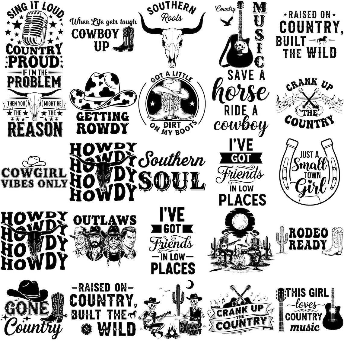 Country Music Svg Bundle, Western Svg Bundle, Country Life Svg, Western ...