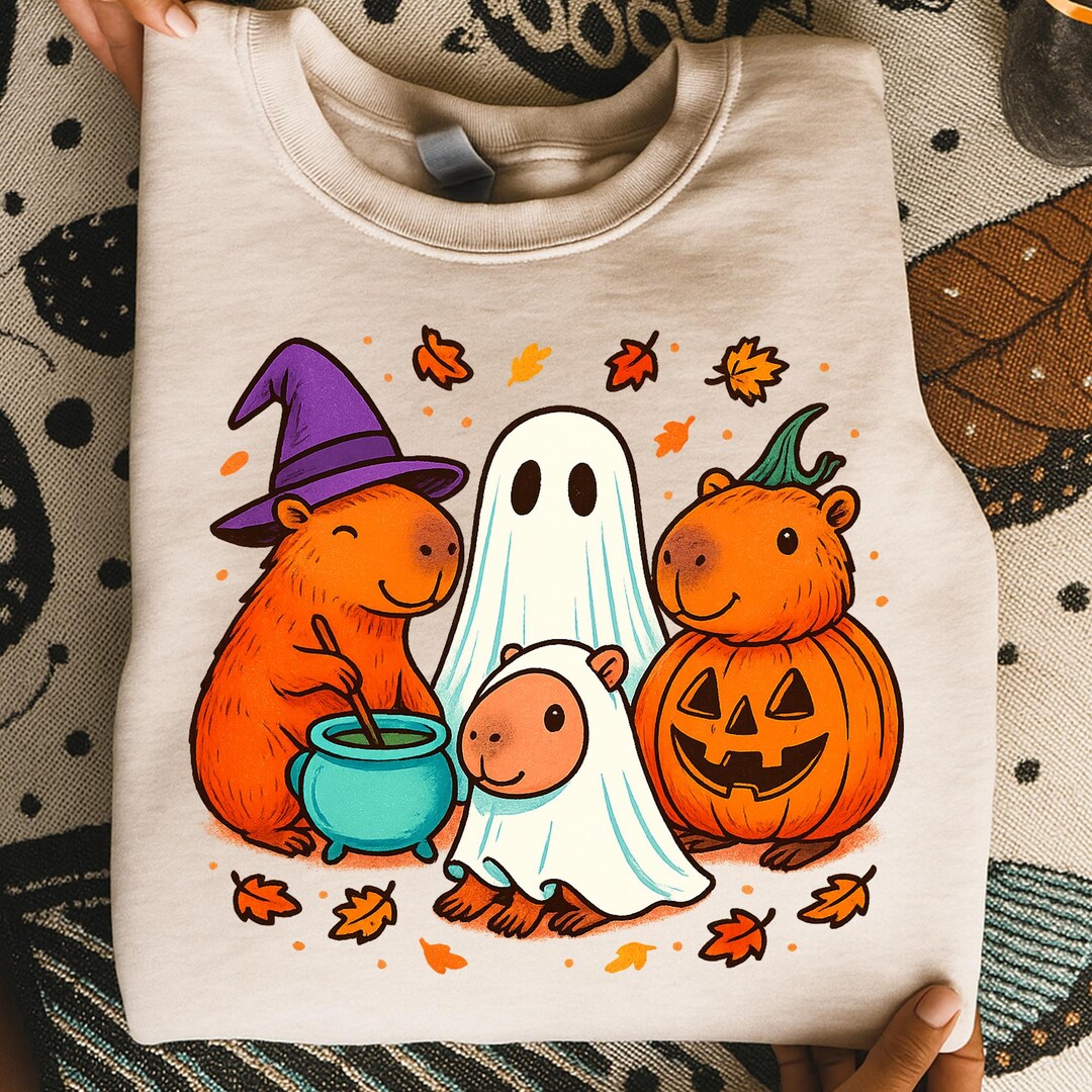 Capybara Halloween PNG, Halloween Png, Cute Capybara Ghosts and ...
