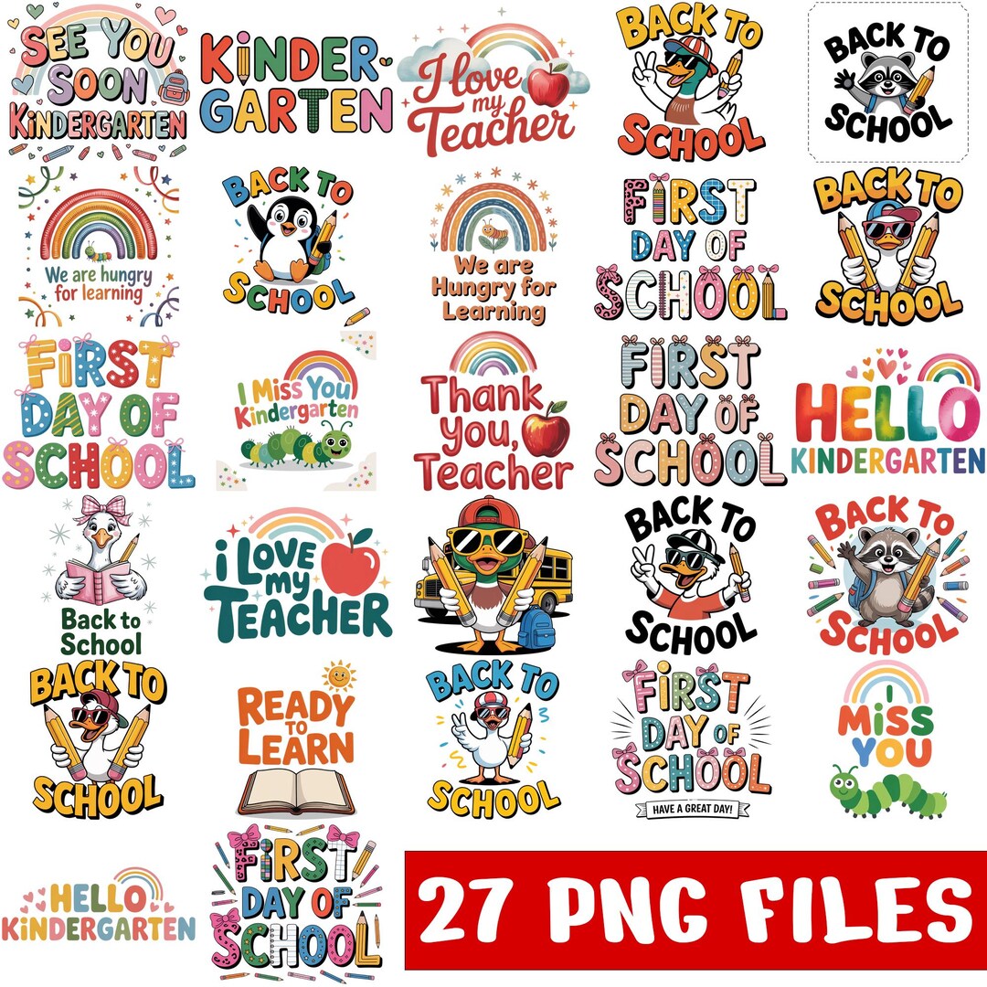 Back to School PNG Clipart Bundle, Teacher Designs (digital Download ...