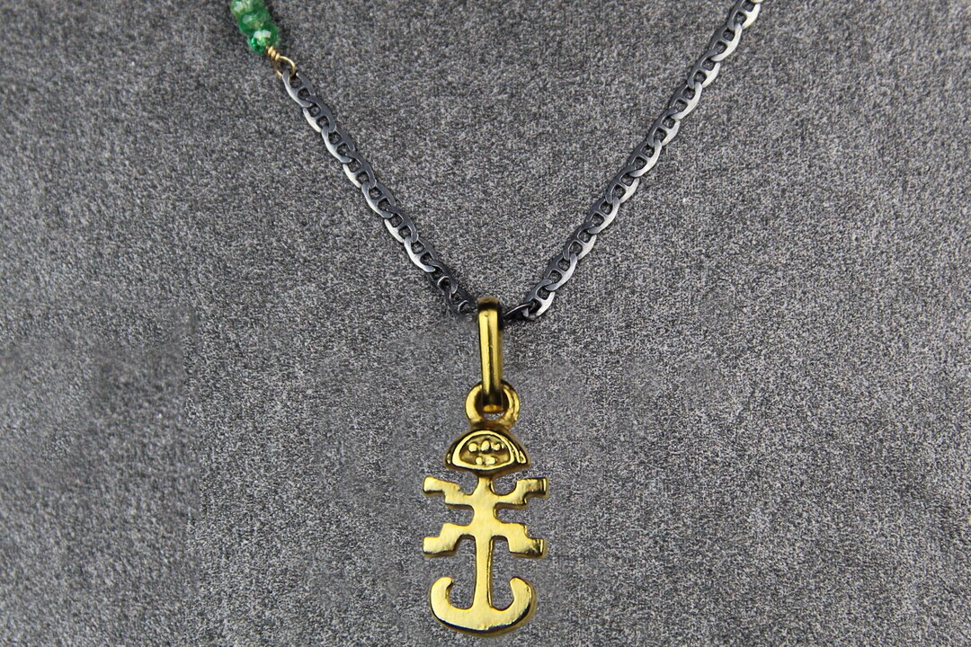 24kt Gold Precolumbian Jaguar Pendant Chain Necklace, Natural Colombian ...