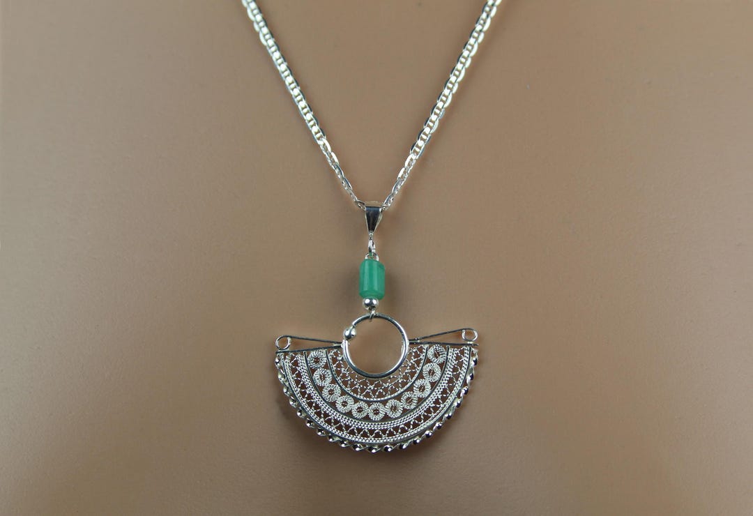Pre-columbian Filigree Pendant 980 Silver, Chain Necklace Large Pendant ...