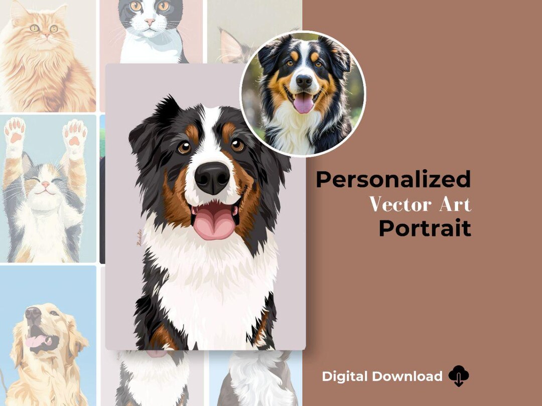 Personalized Pet Portrait Custom Cartoon Pet Portrait Gift for Pet ...