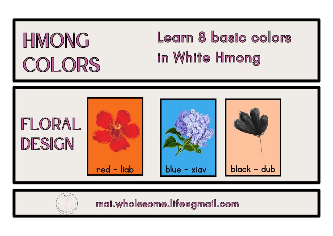 Hmong Flash Cards Color - Etsy