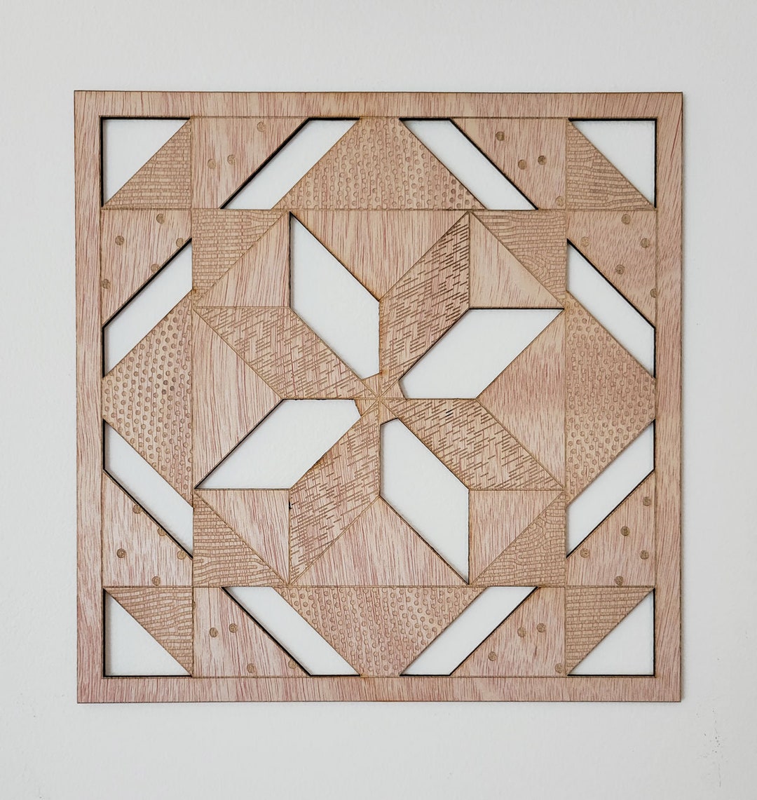 Wood Quilt Block Wall Art 1 | Laser Cut Wood Quilt Square, Geometric ...