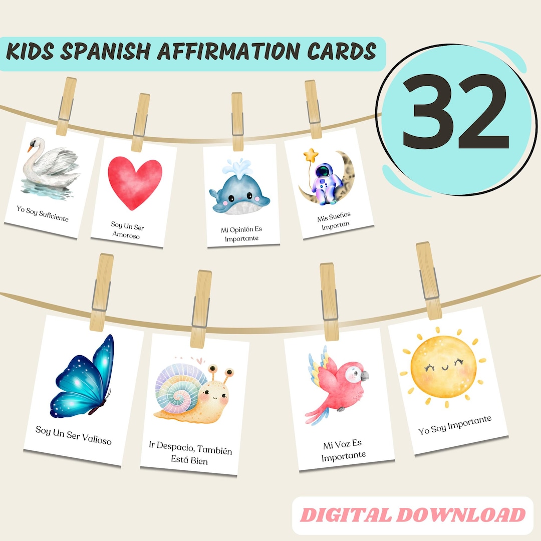 Spanish Positive Affirmation Cards for Kids Positive Mindset ...