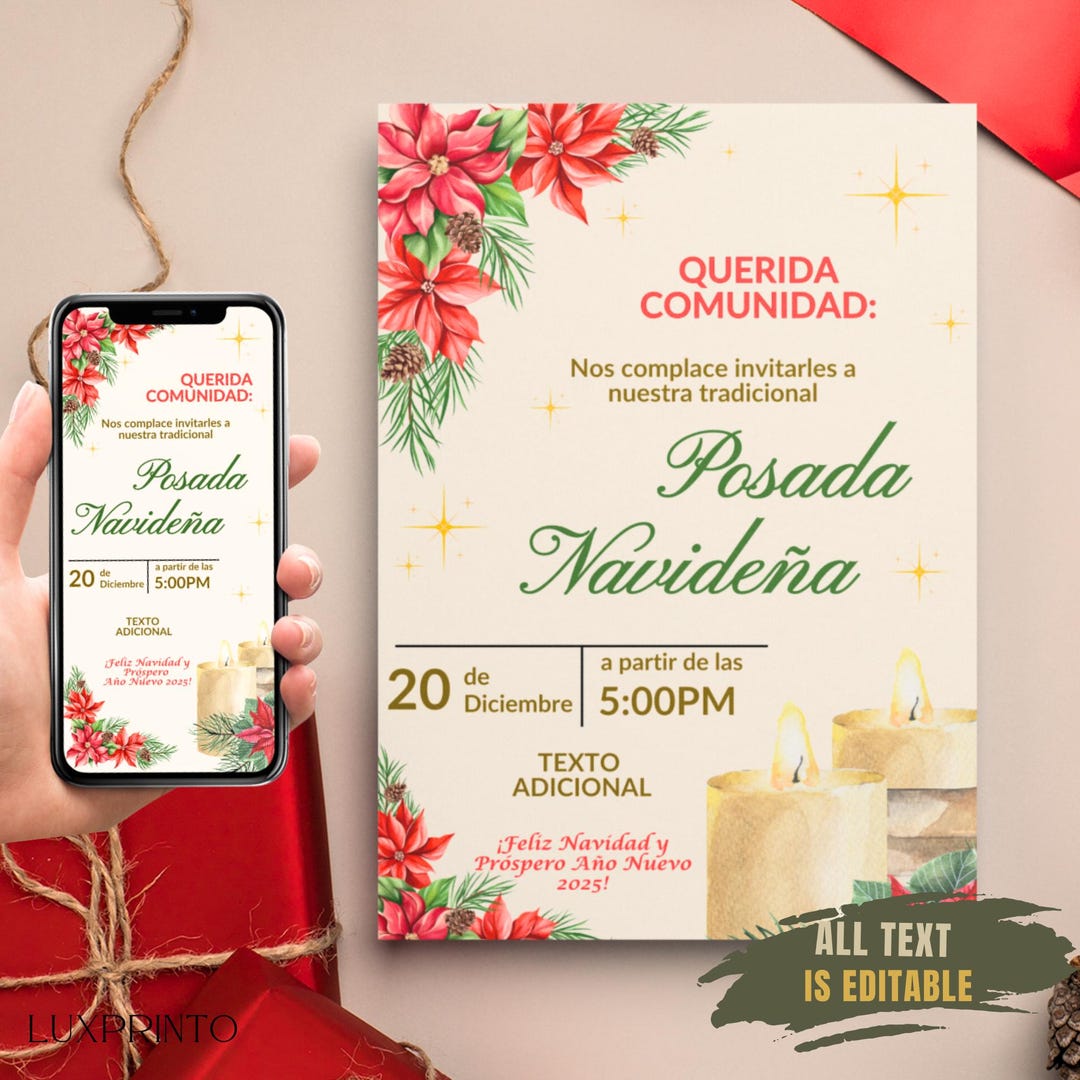 Posada Invitation, Christmas Party Invite, Invitación Para Posada ...