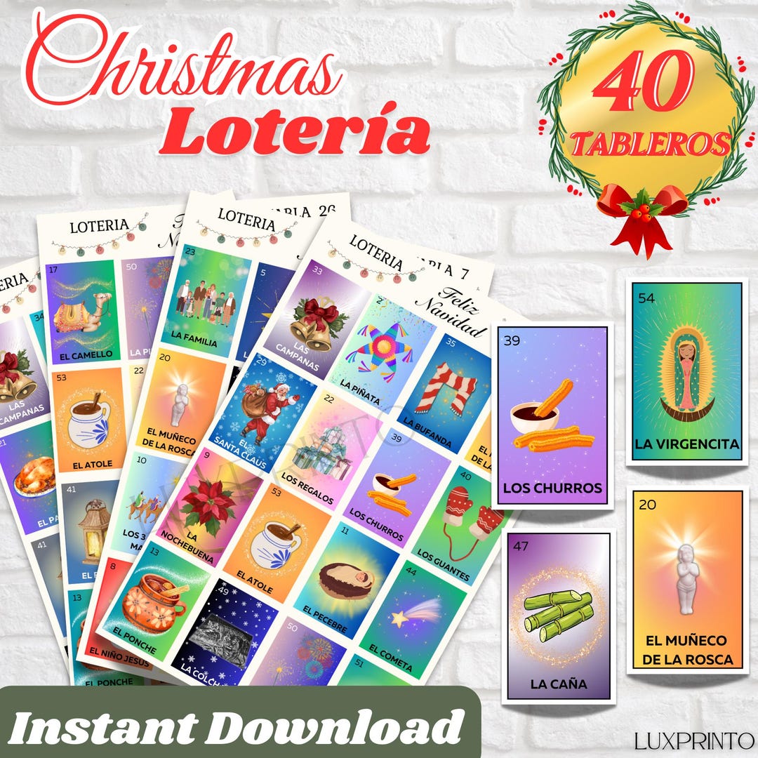 Loteria Navidad, Christmas Lotería Party, Juegos Para Navidad Español ...