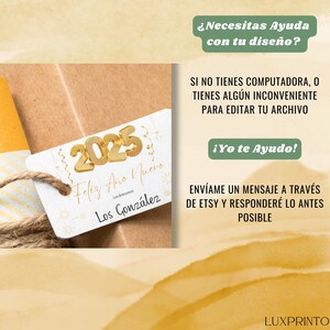 Feliz Año Nuevo Etiqueta 2025, Etiquetas 2025 Editable Para Imprimir ...