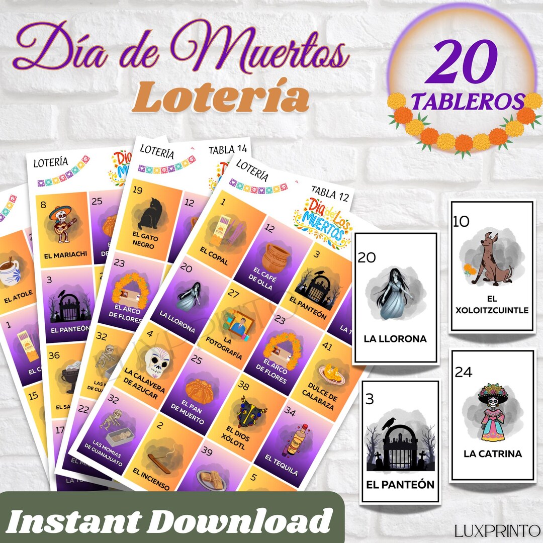 Halloween Loteria Game, Dia De Los Muertos Digital Loteria Party ...