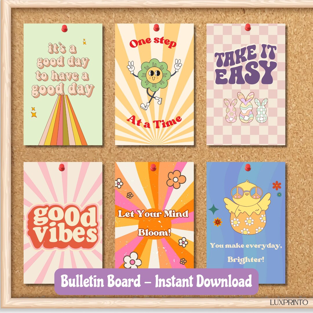 Groovy Spring Bulletin Kit, Retro Bulletin Board, Class Bulletin Board ...