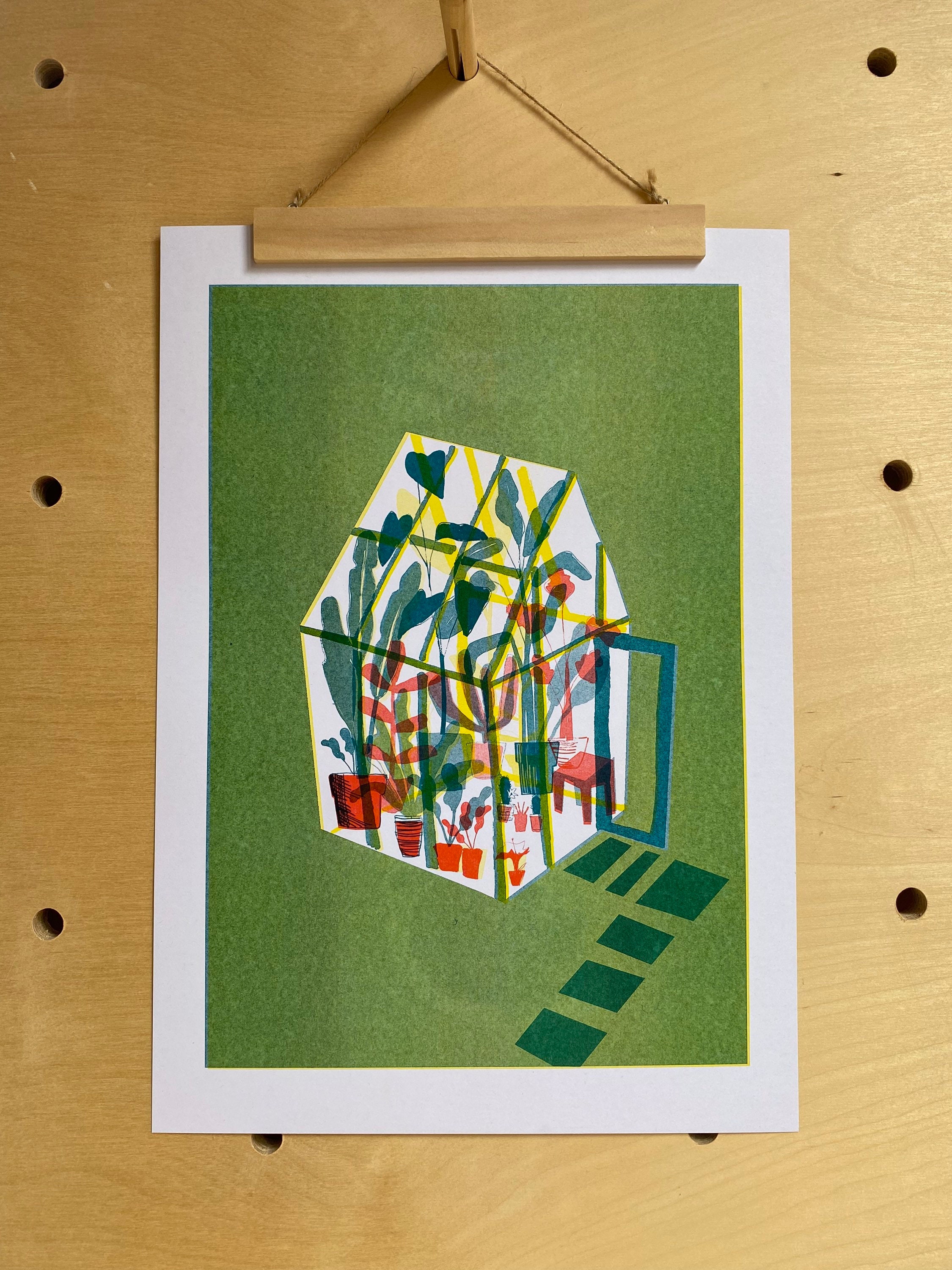 Grow A4 A3 Riso Print Plant Lovers Illustration Greenhouse - Etsy
